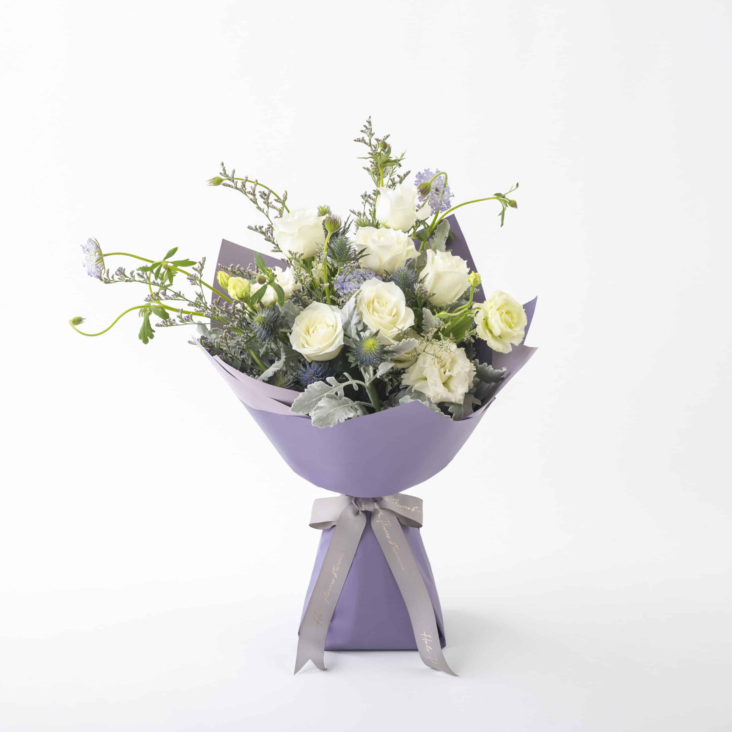 LENI White Kenya Rose Bouquet (6 Roses) - HALO Flowers|香港花店|即日送花