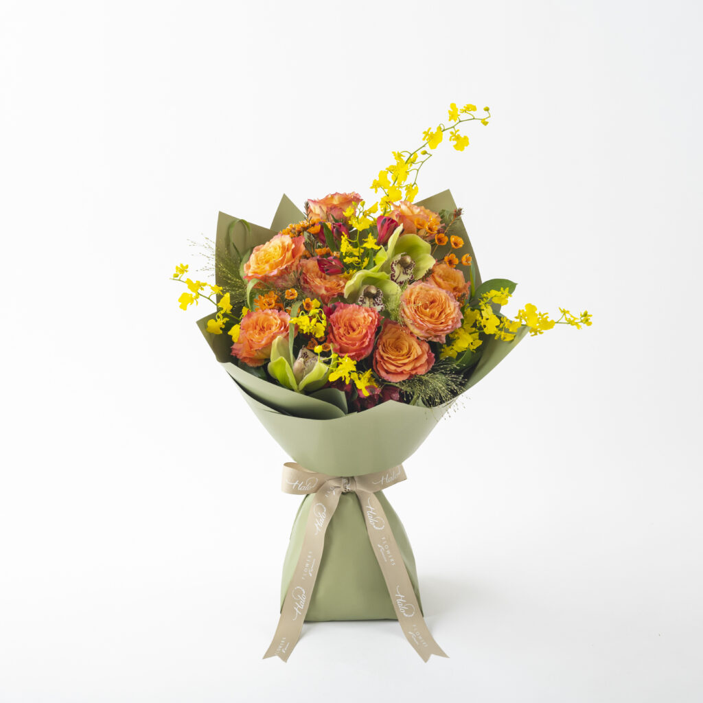 KALIA Orange Garden Rose Bouquet (9 Roses) - HALO Flowers|香港花店|即日送花
