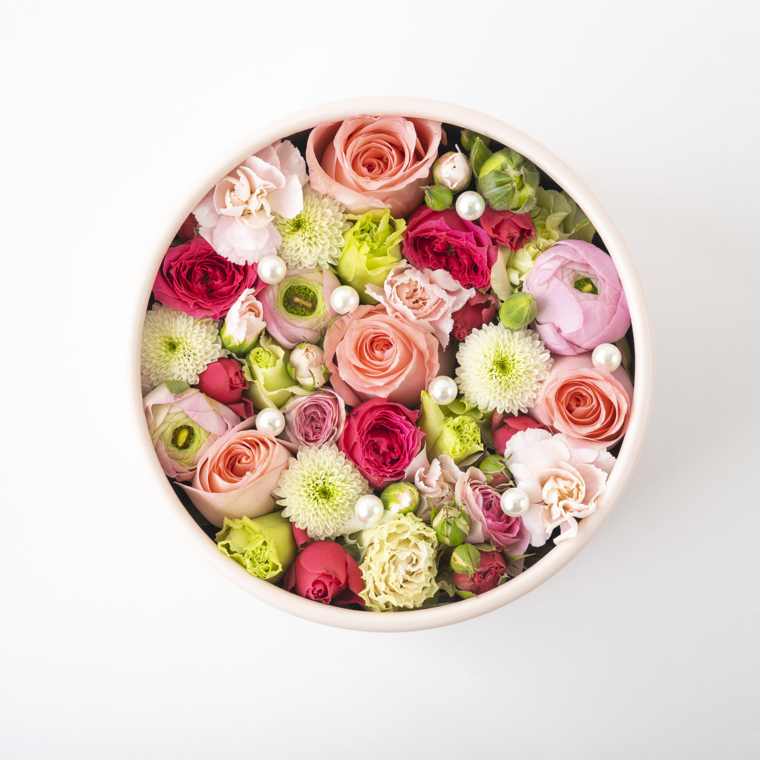 ARIANA Pink Kenya Roses in Round Flower Box – HALO Flowers|香港花店|即日送花