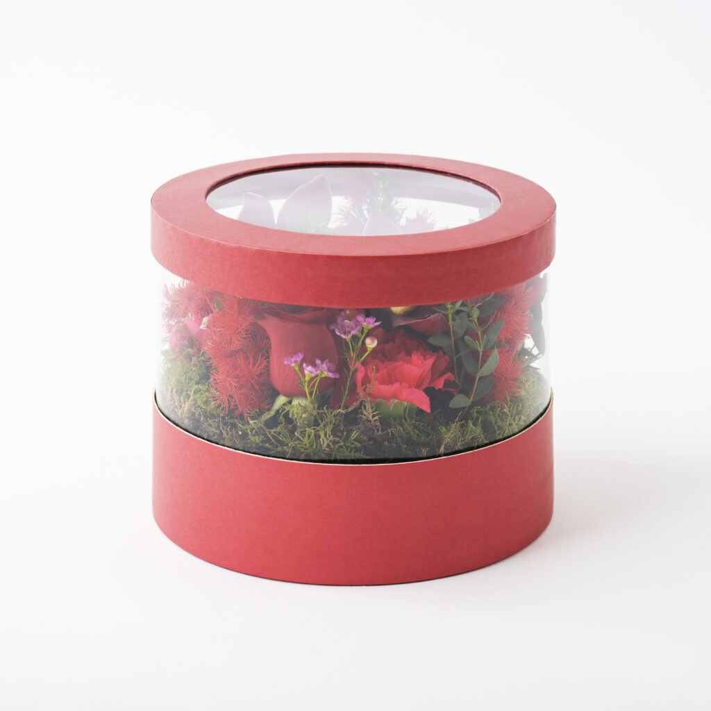 TRINITY Red Roses in Round Flower Box – HALO Flowers|香港花店|即日送花